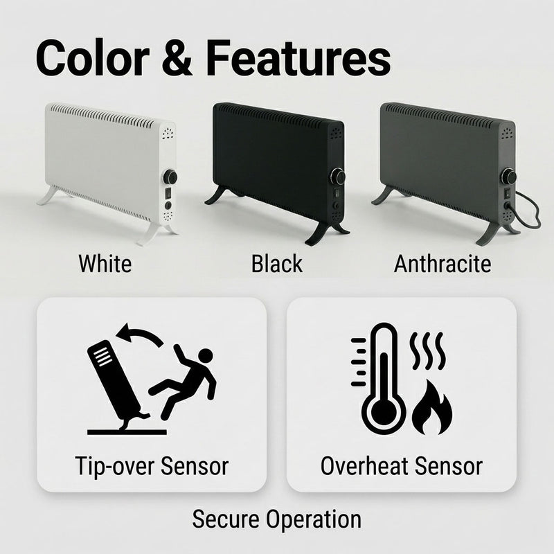 Electric Convector Heater 2000W - Portable Radiator